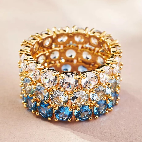 Anthropologie | Jewelry | Pav Crystal Stacking Rings Set Of 3 | Poshmark